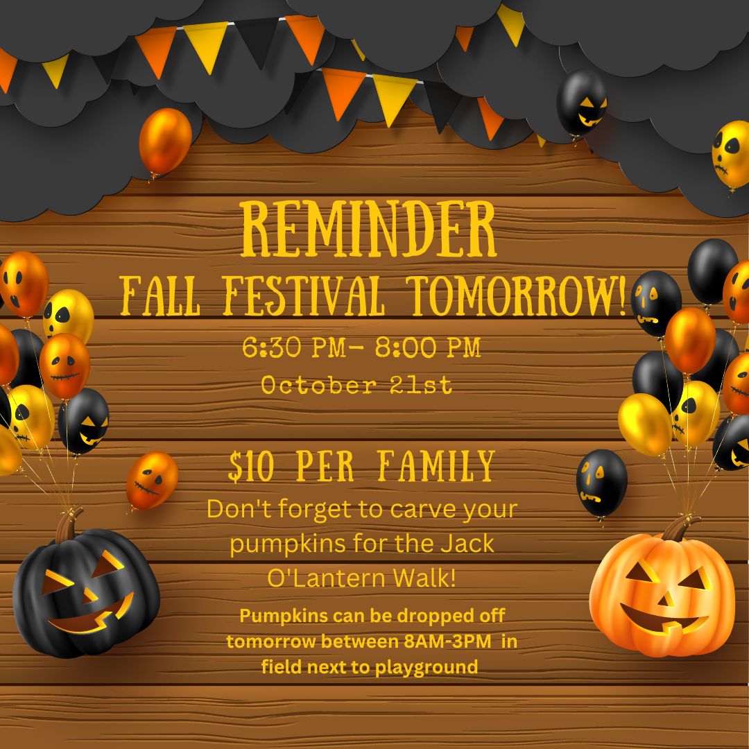 Reminder! Fall Festival Tomorrow! – Fox Hill PTO
