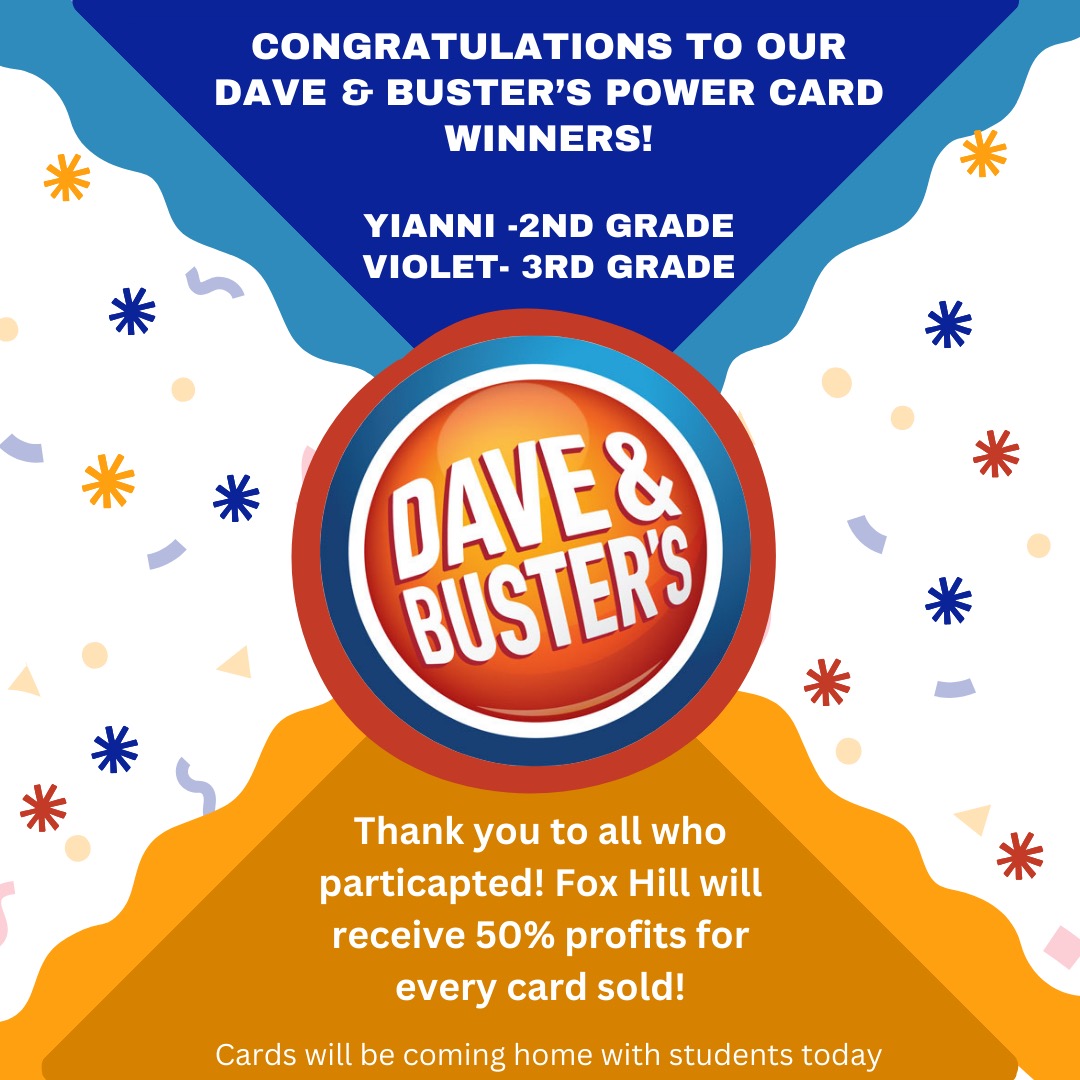 Congratulations to our Power Card Winners! – Fox Hill PTO